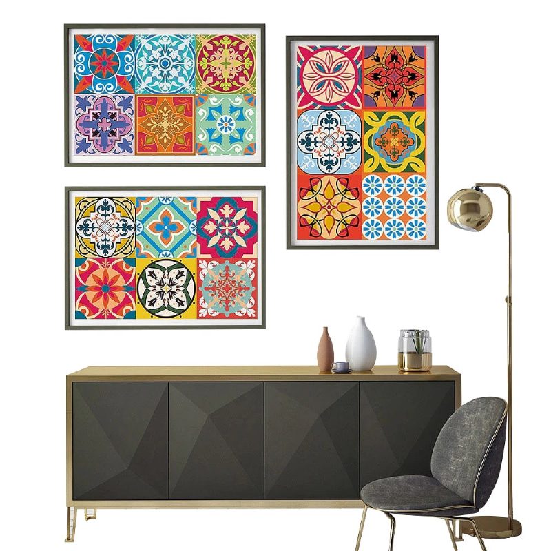 Retro Csíkos Csempe Falmatrica Konyhai Lépcsők Ajtó Gardrób Dekoráció ...